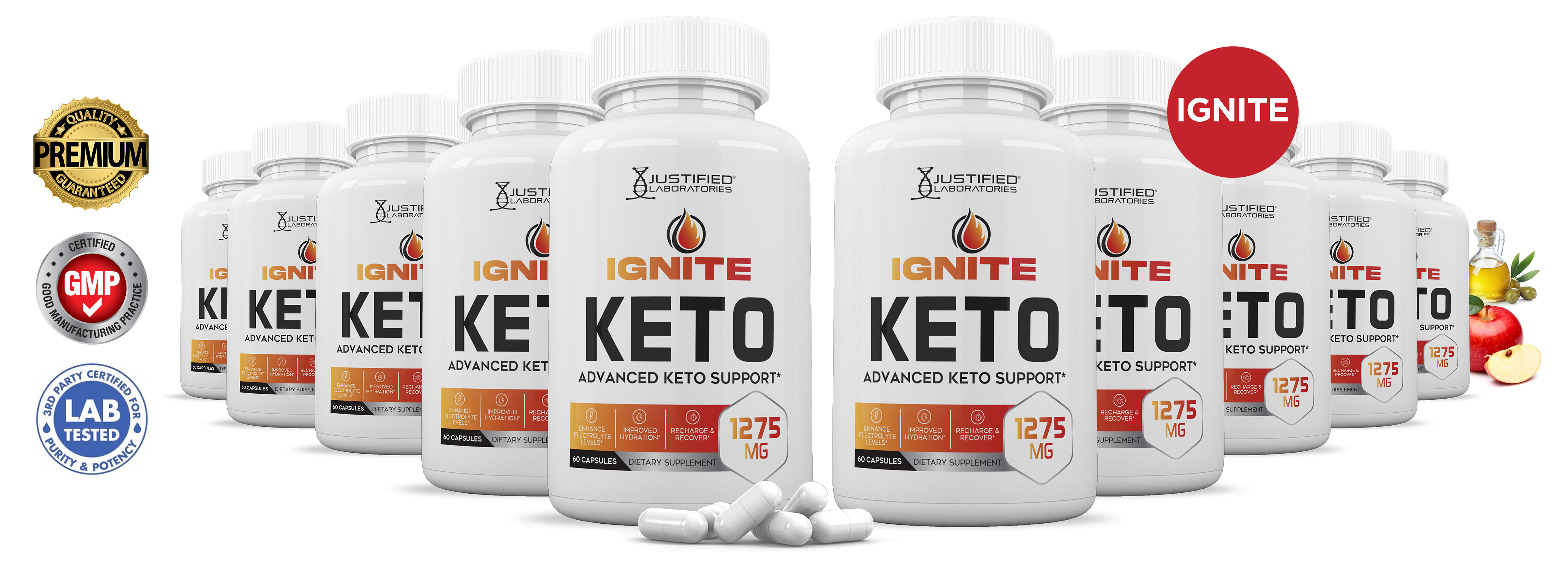(10 Pack) Ignite Keto ACV Pills 1275mg Alternative to Gummies Dietary Supplement 600 Capsules ...