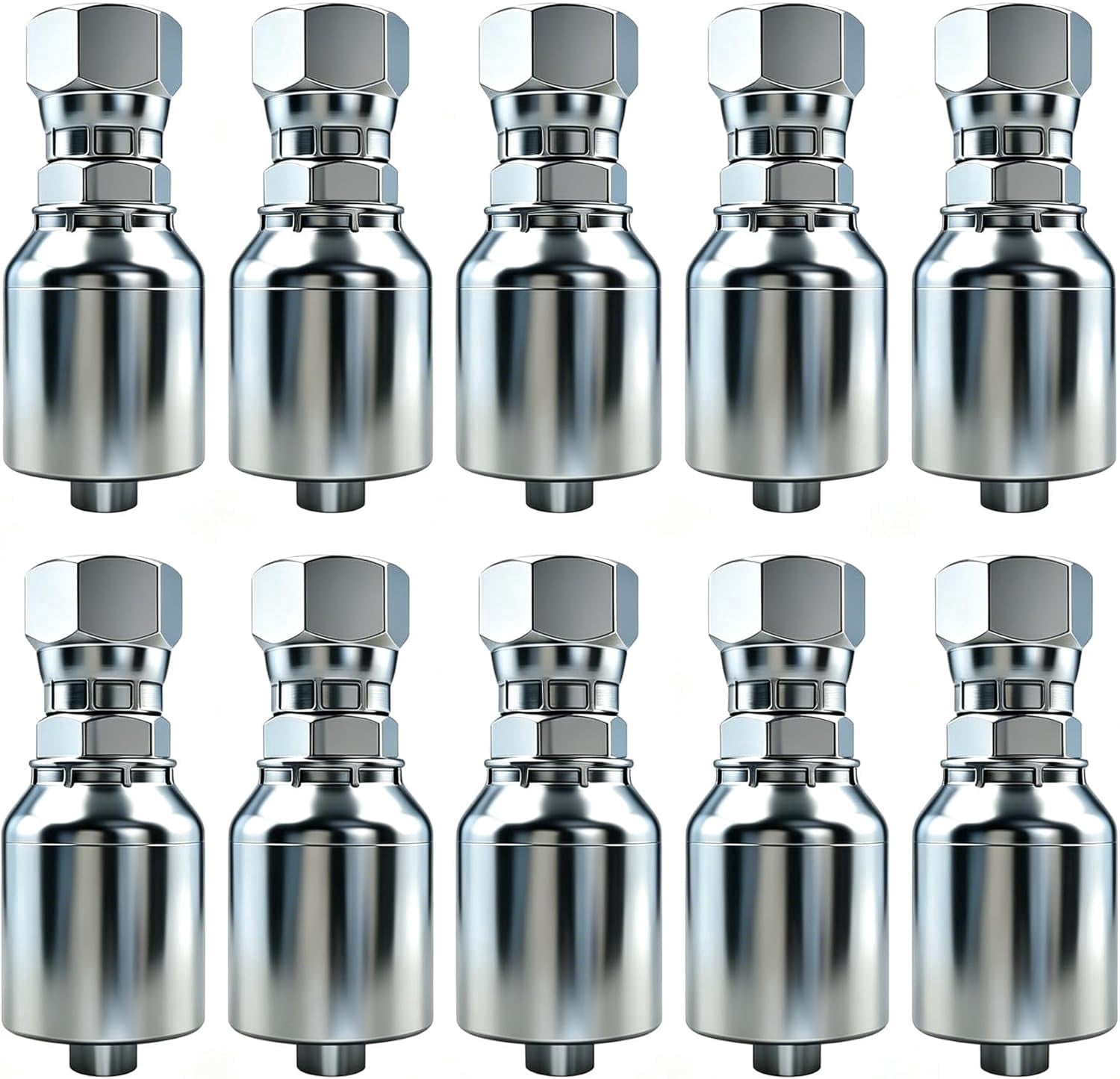 10 Pack Industrial Hydraulic Replacement Fittings, Carbon Steel ...