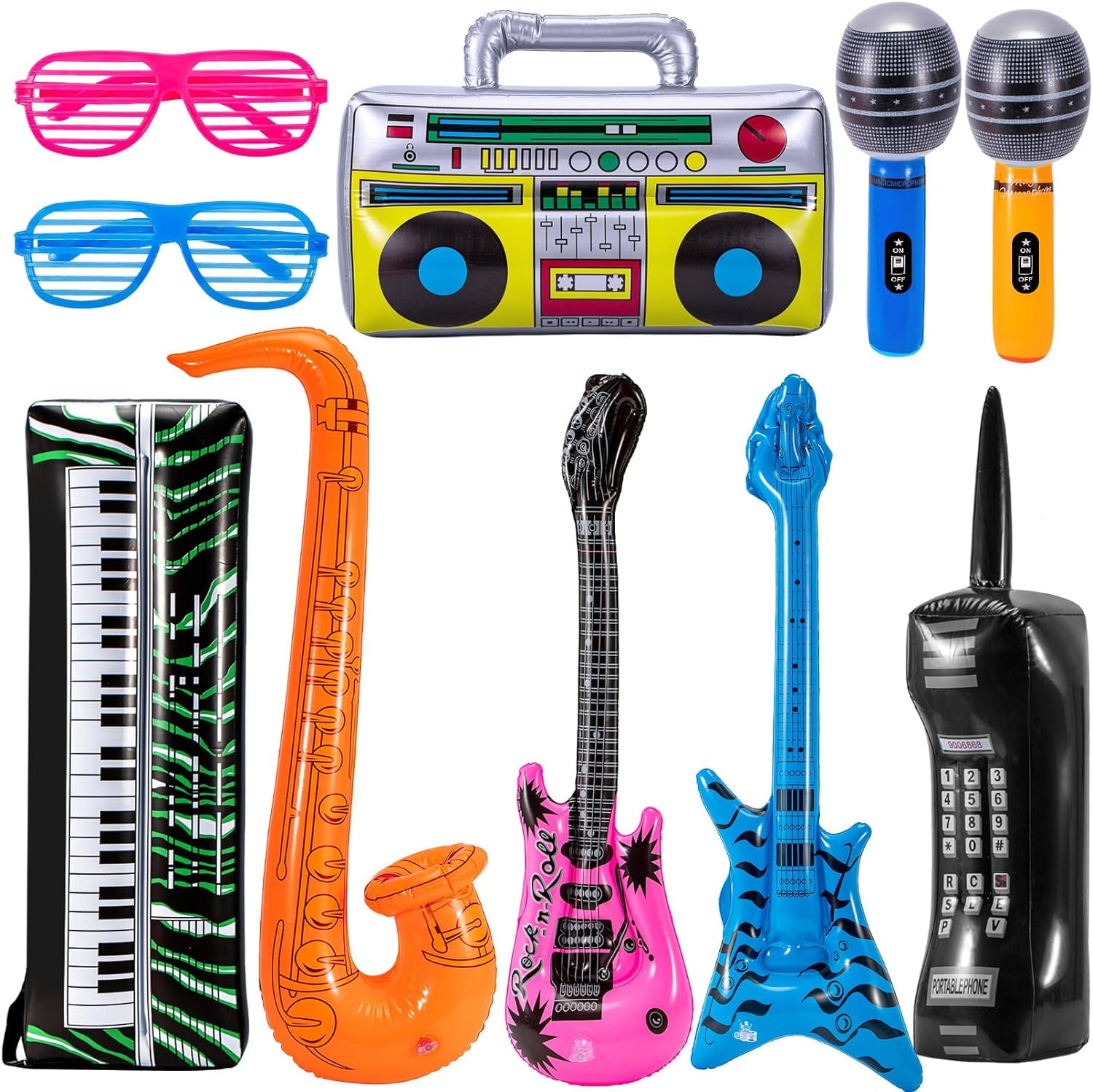 10 Pack Inflatable Rock Star Toy Set,Inflatable Instruments Party Props ...