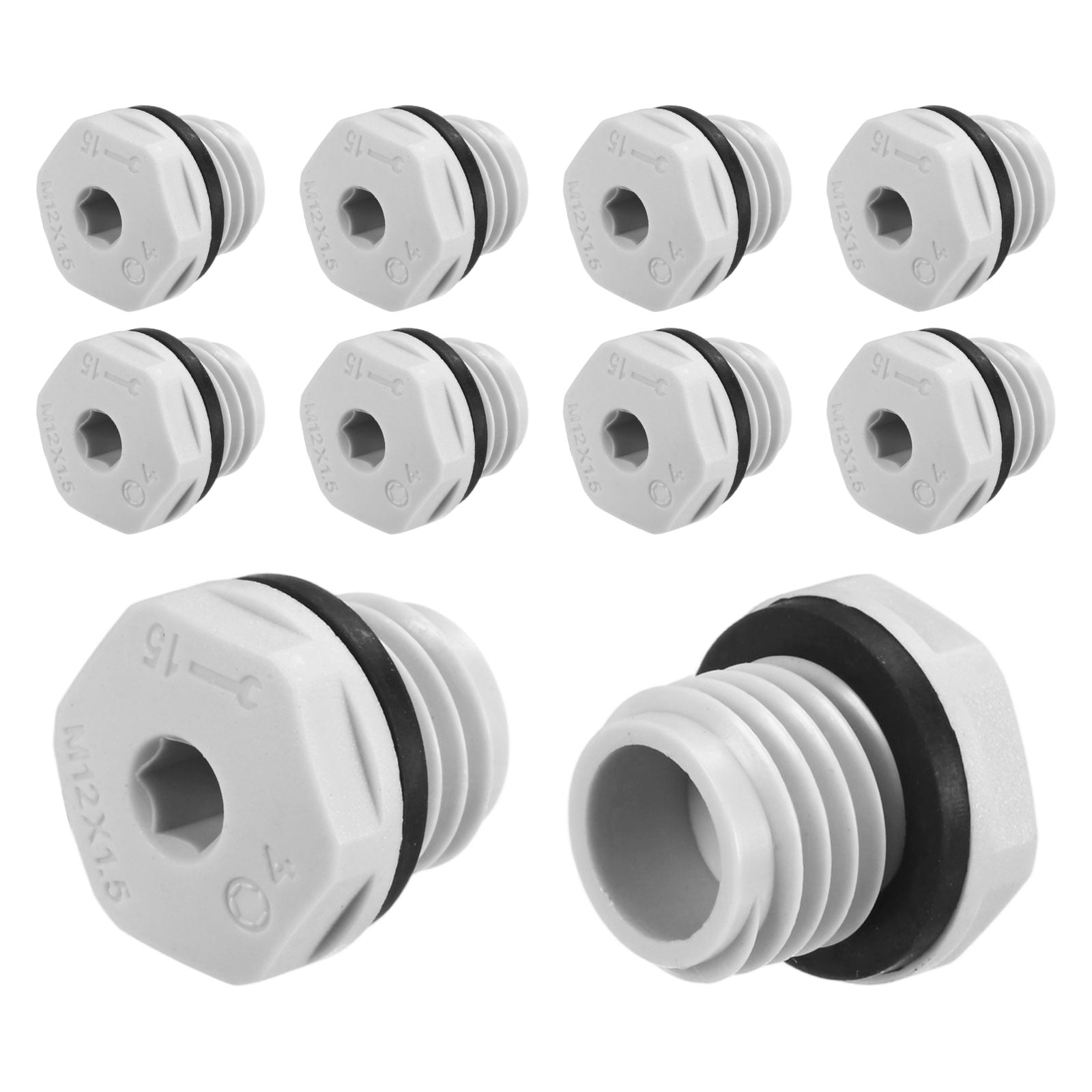 10-Pack Inner Hex Head Pipe Plug End Cap, M12x1.5mm Nylon Garden Hose ...