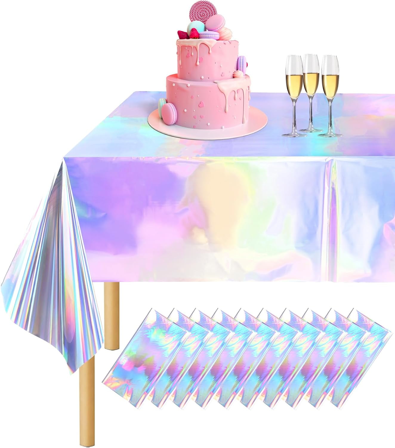10 Pack Iridescent Tablecloth, Holographic Table Cloth, 54" X 108 ...