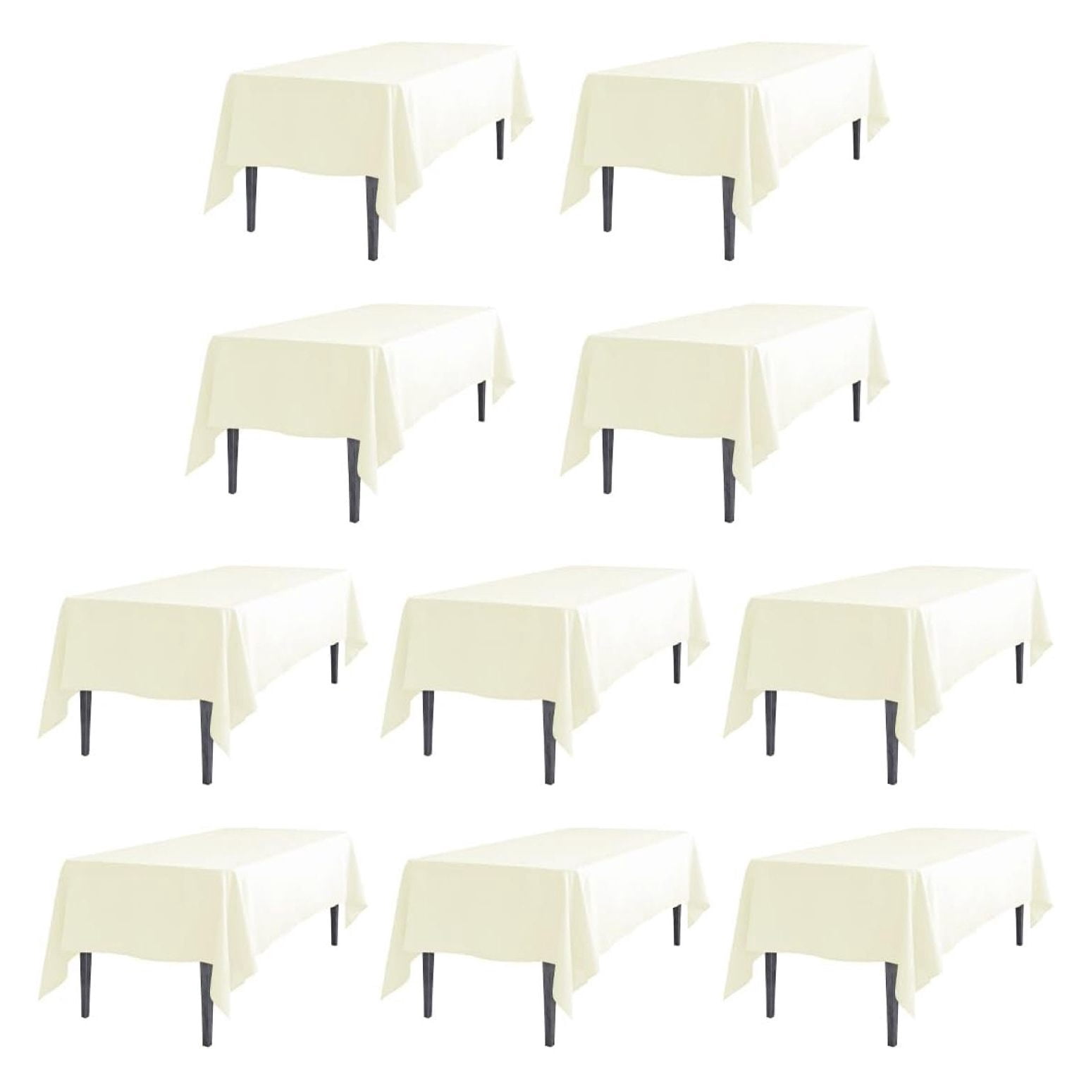 10 Pack Ivory Rectangular Tablecloths 70 x 120 Inch for 6 or 8 Feet ...