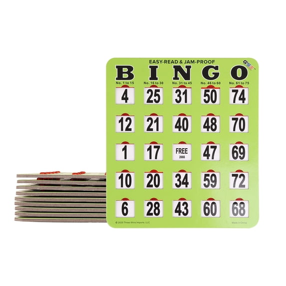 10-Pack Jumbo Easy-Read Shutter Bingo Cards, Finger-Tip Shutter Slide ...