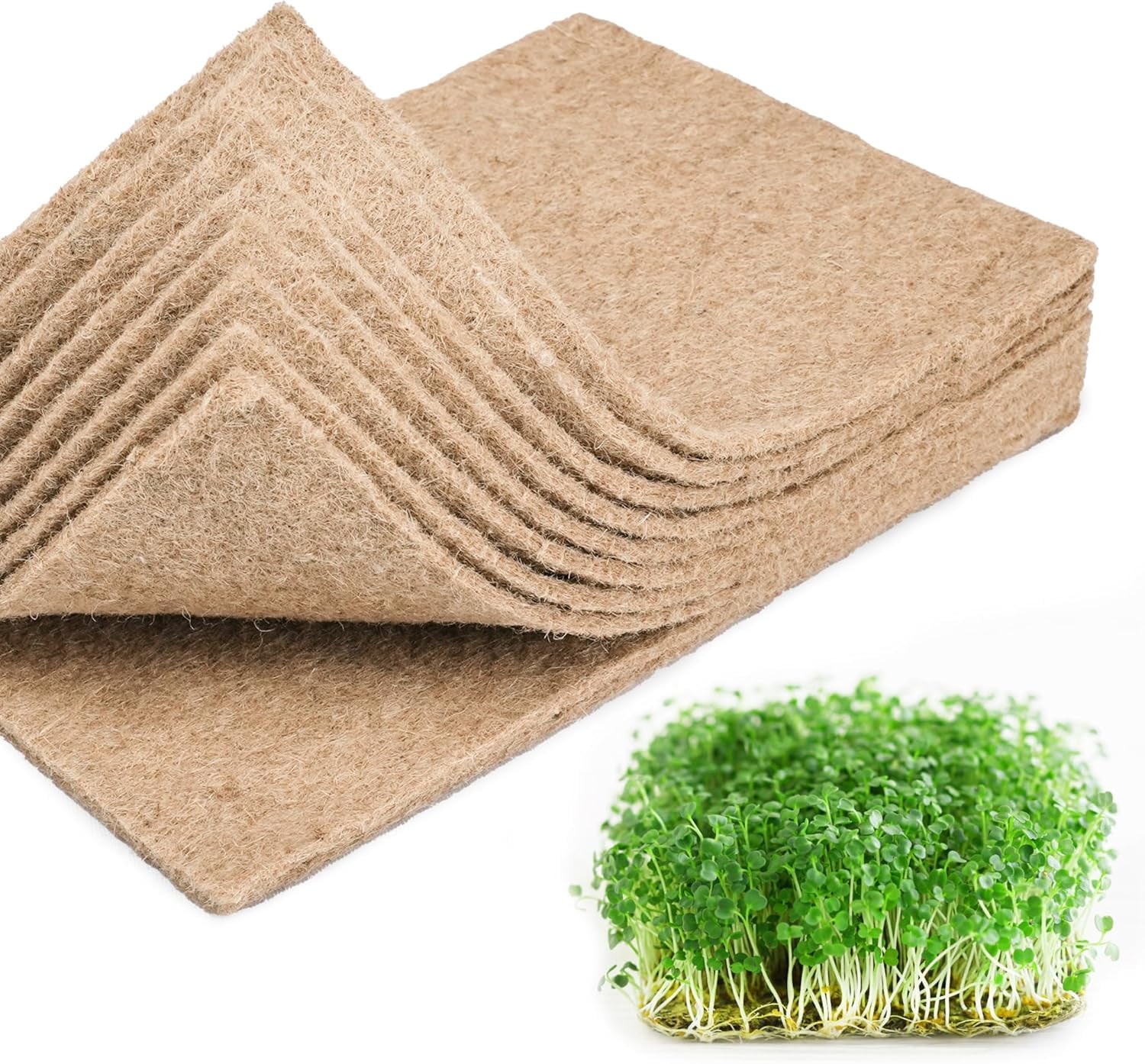 10 Pack Jute Grow Mat for Microgreens, 8" X 12" Hydroponic Grow Pads ...