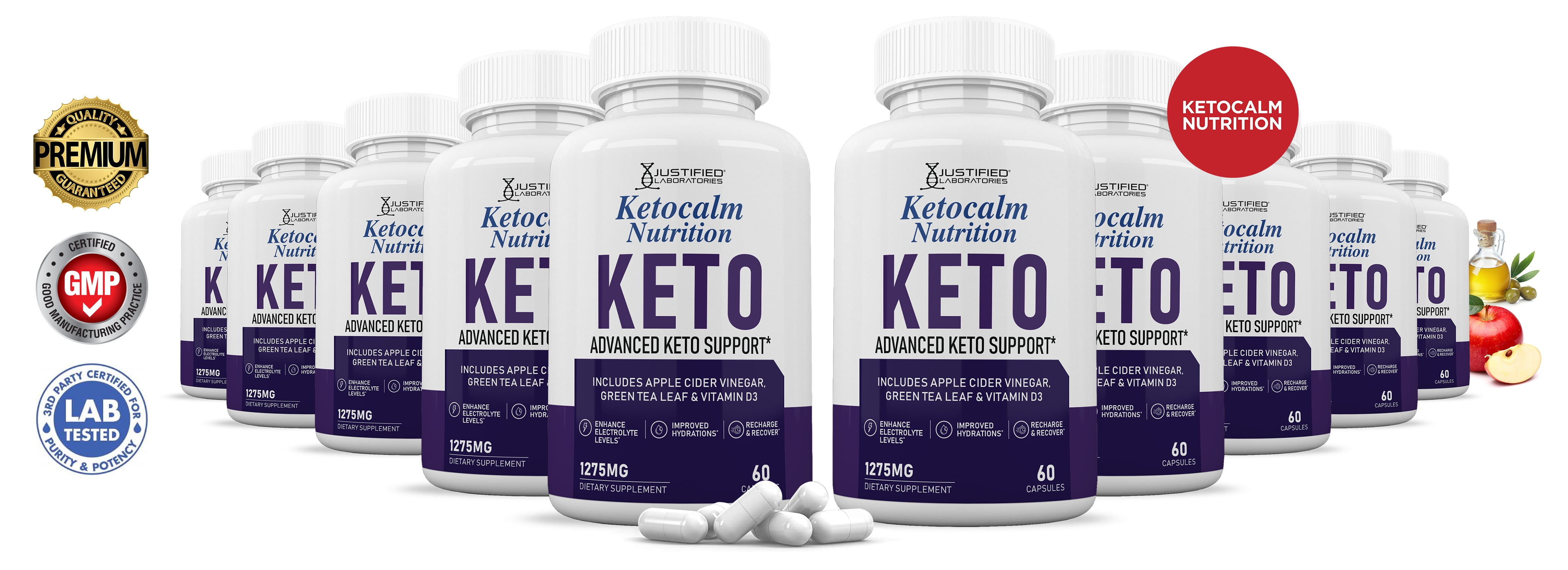 (10 Pack) Keto Calm ACV Pills 1275mg Alternative to Gummies Dietary ...