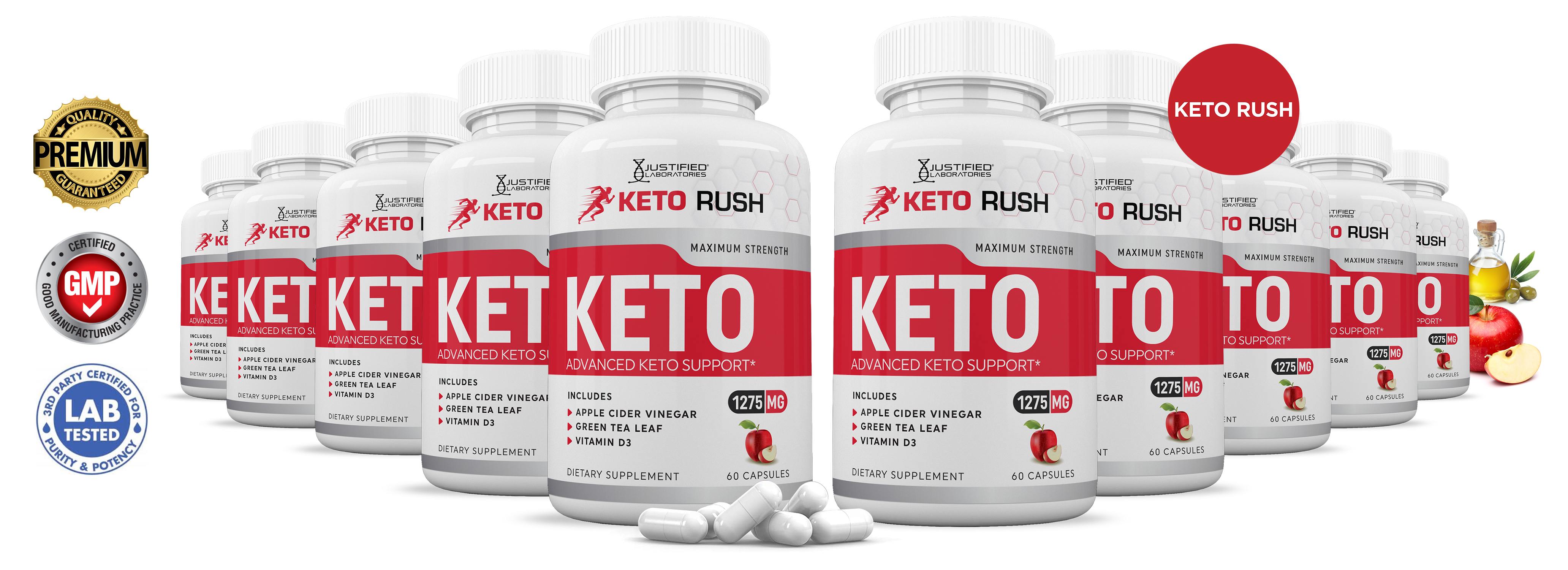 (10 Pack) Keto Rush ACV Pills 1275mg Alternative to Gummies Dietary ...