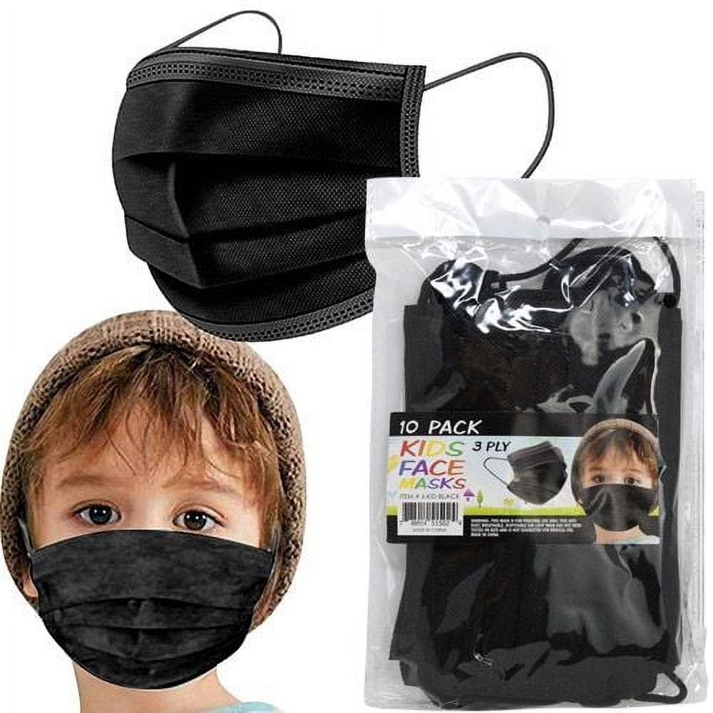 10 Pack Kids Black 3 Ply Face Masks - Walmart.com