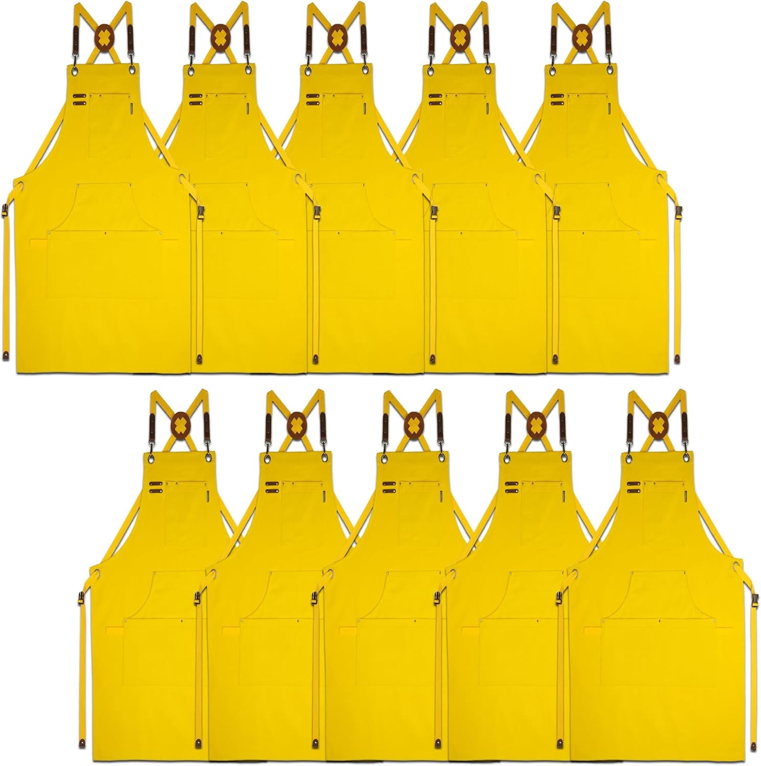 10 Pack Kitchen Aprons, Work Apron, Canvas, Multiple Pockets, Gardening ...