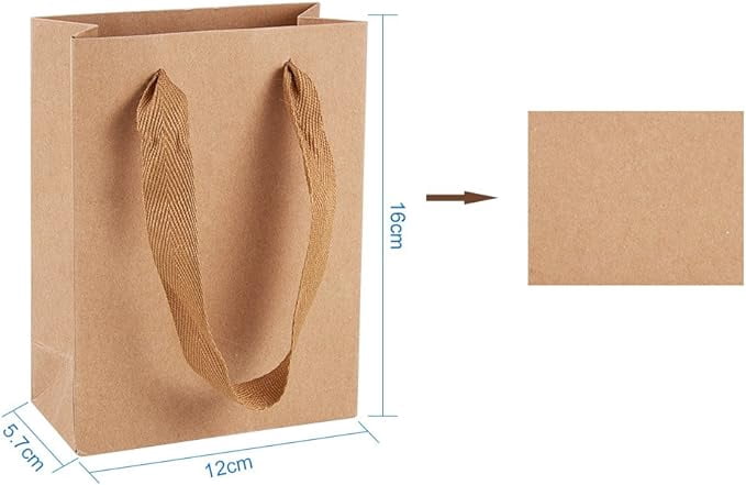 10 Pack Kraft Paper Shopping Bags 7 x 8.6 x 4.3" Paper Bags with ...