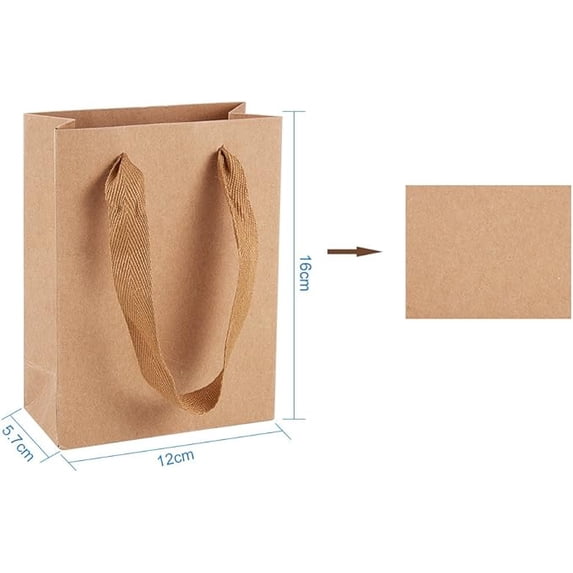 10 Pack Kraft Paper Shopping Bags 7 x 8.6 x 4.3" Paper Bags with ...