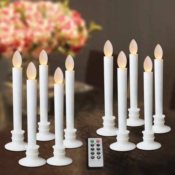 10 Pack LED Window Candles - Flameless Taper Candles with Remote ...