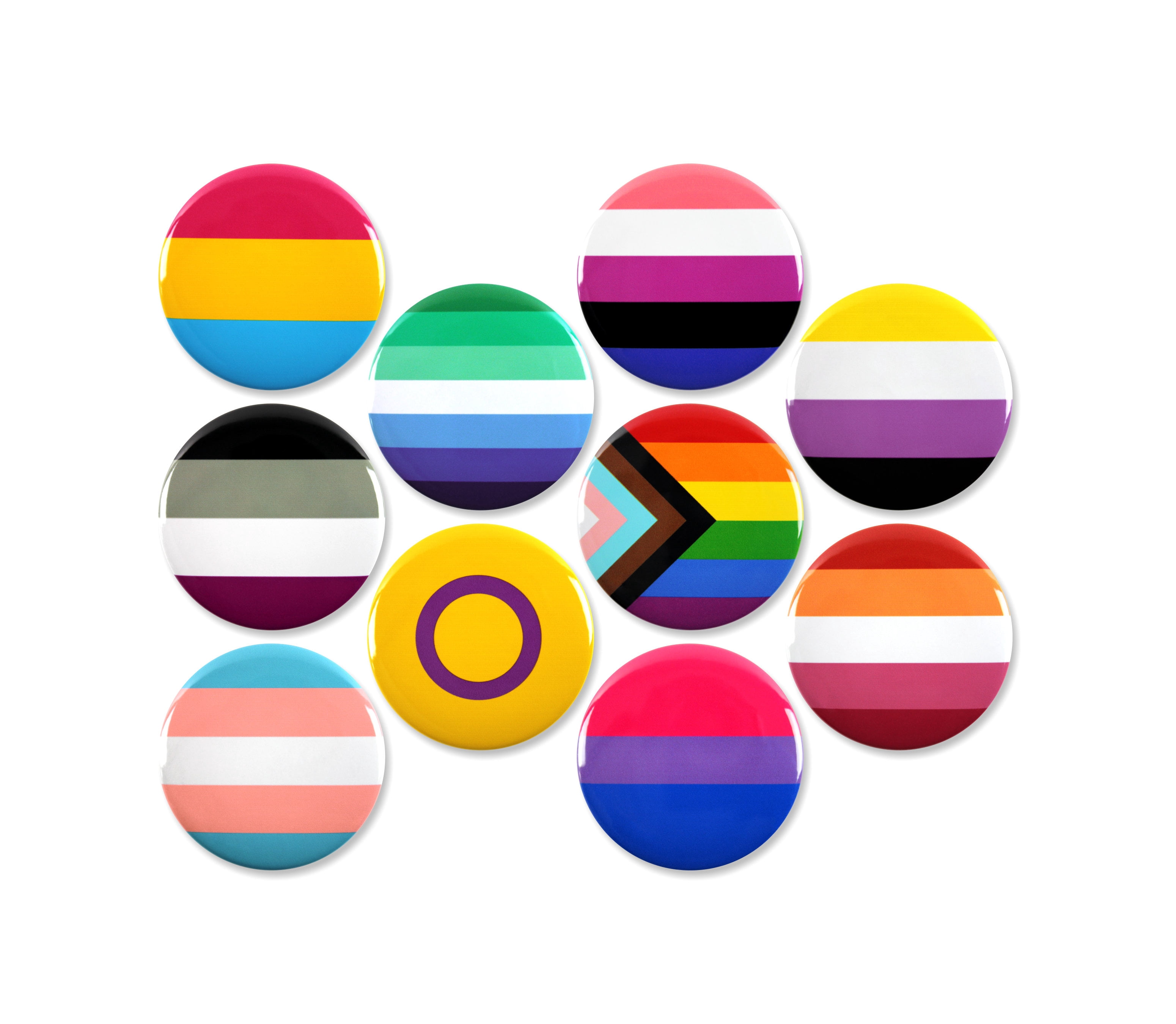 10 Pack - LGBTQIA+ Pride Flag Verity Pack Pinback Buttons - 2.25 Inch ...
