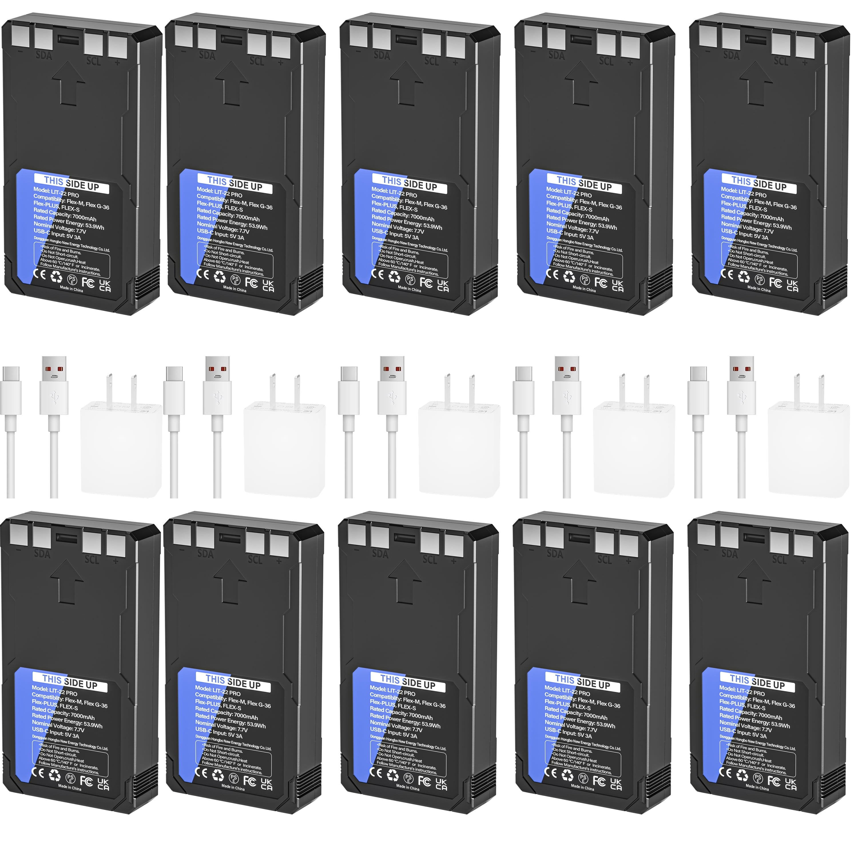 10 Pack Upgrade Replacement LIT 22 Pro 7000mAh Rechargeable Batteries ...