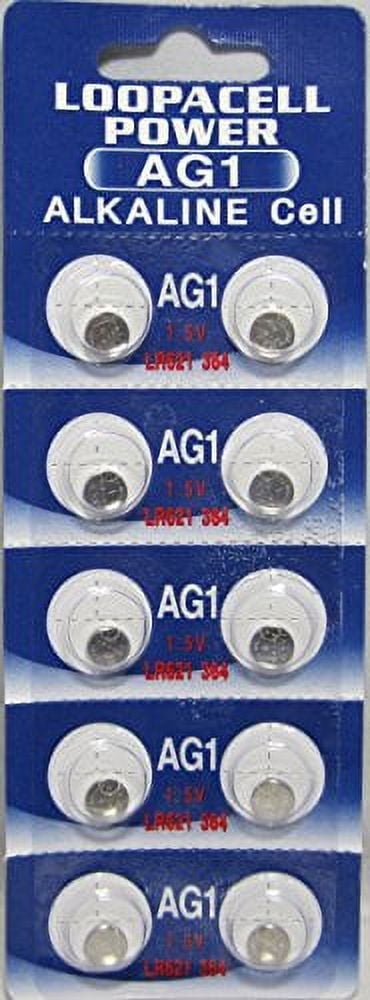 10 Pack LOOPACELL AG1 Alkaline Watch Batteries - SR621, SR621SW, 364 ...