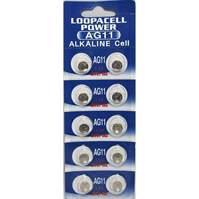 10 Pack LOOPACELL AG11 LR721 362 V362 D362 GP362 Alkaline Button Cell ...