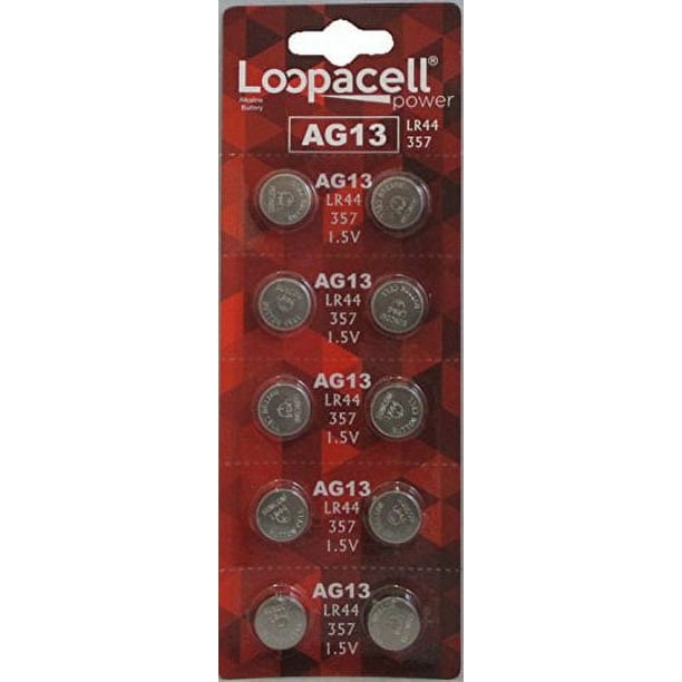 10 Pack LOOPACELL AG13 LR44 357 Button Cell Battery - Walmart.com