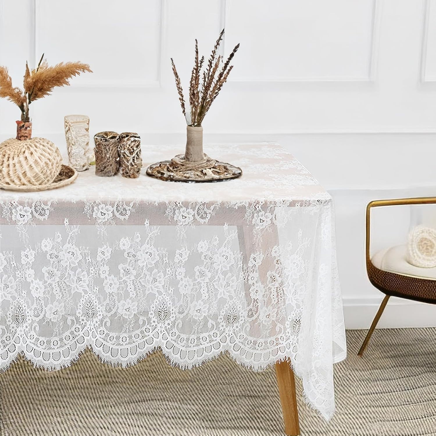 10 Pack Lace Tablecloth White Sheer Tablecloth Table Decorations ...