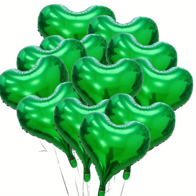 10 Pack Large 20 Inch Metallic Green Heart Balloons - for Weddings ...
