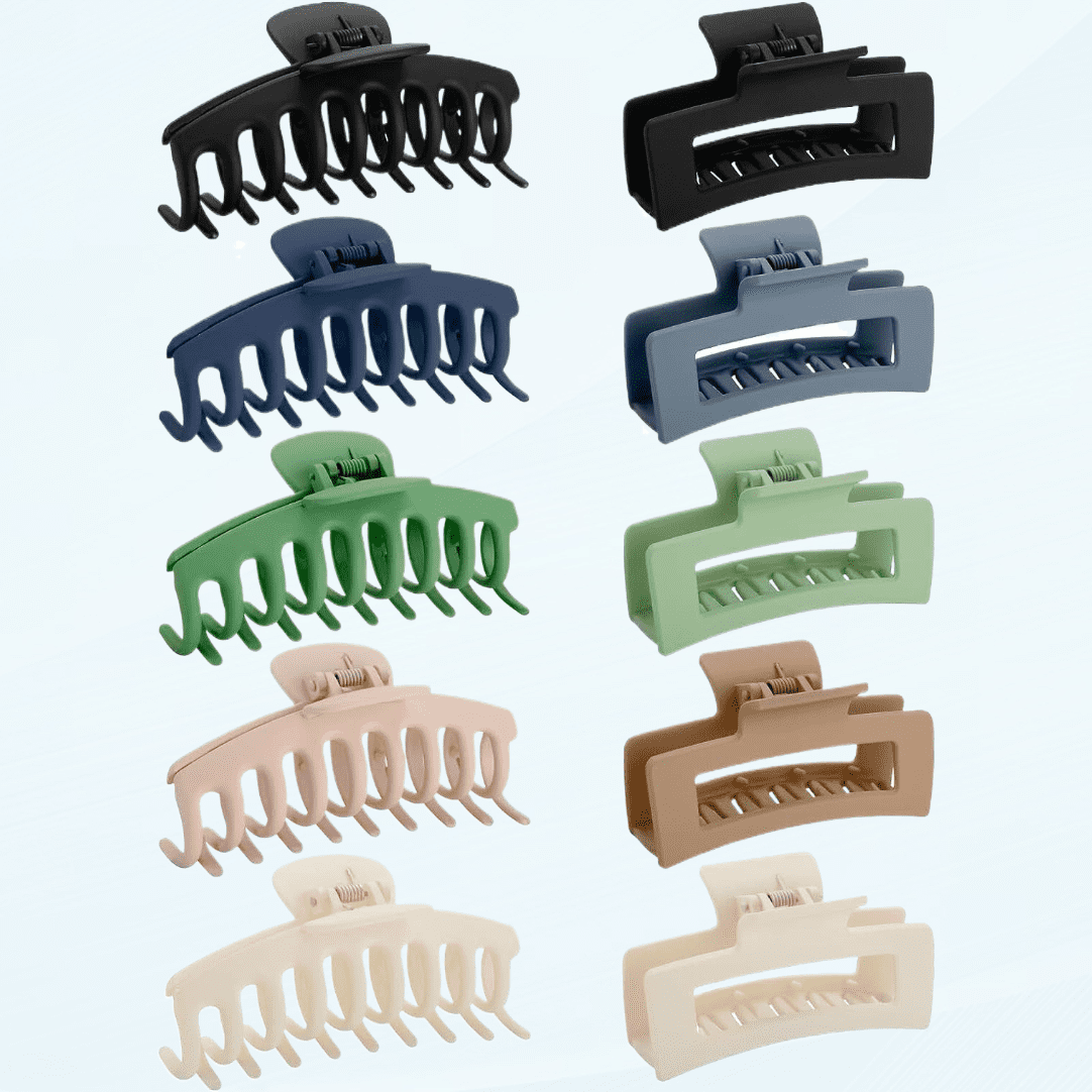 10 Pack Large Hair Claw Clips - Claw Hair Clips for Women & Girls, 2 ...