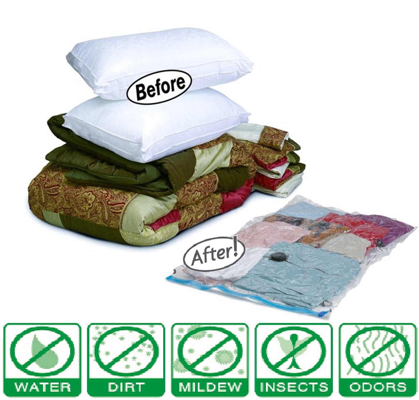 10 Pack Large Vacuum Double Seal Space Saver Storage Compress Bags with ...