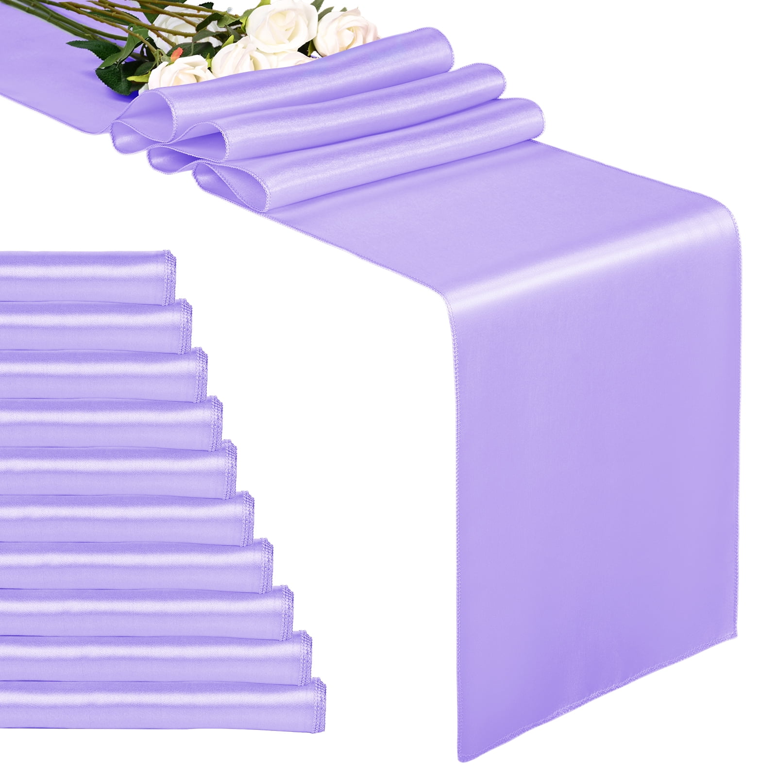 10-Pack Lavender 12 x 108 inches Long Premium Satin Table Runner for ...