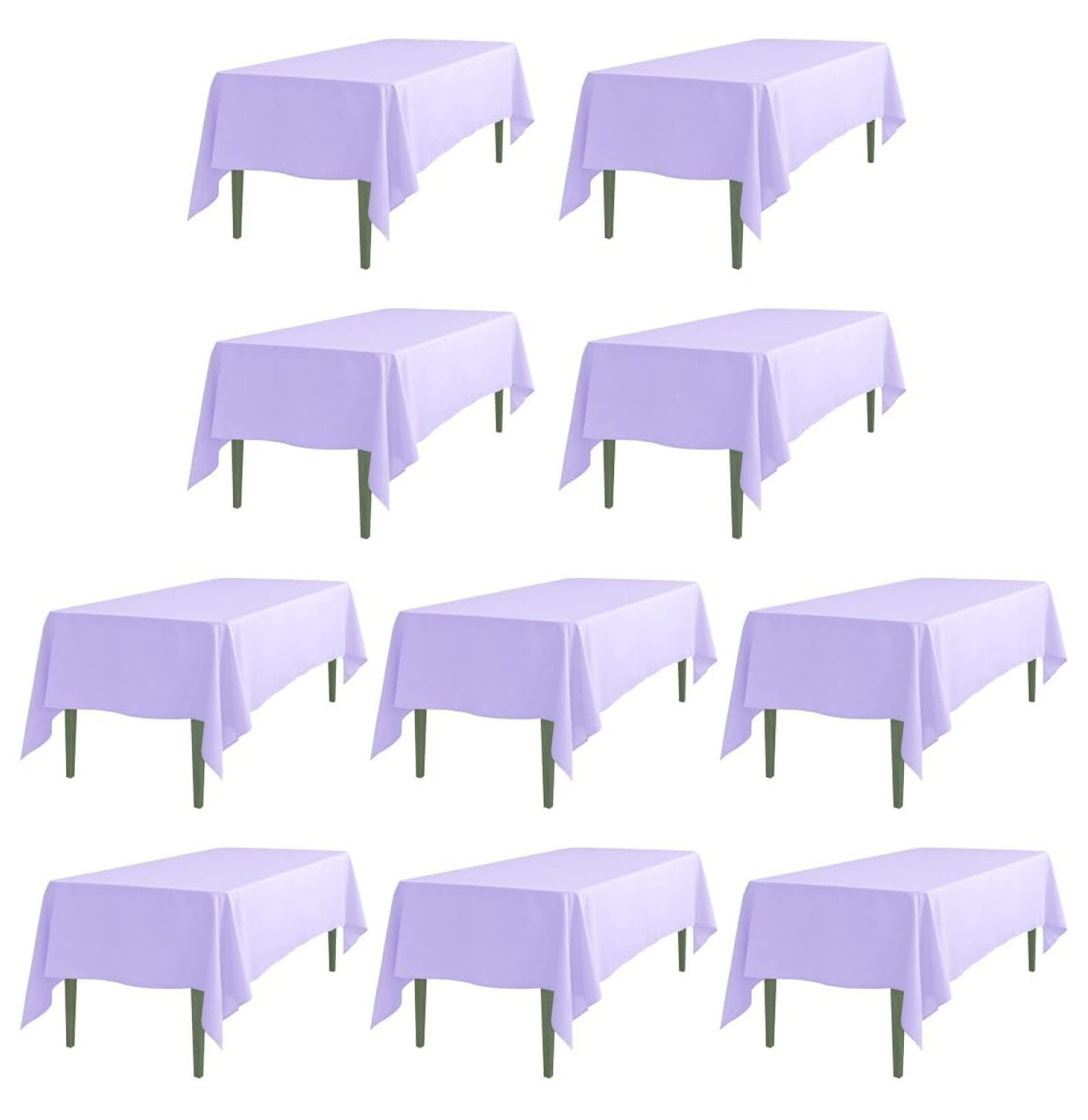 10 Pack Lavender Rectangular Tablecloths 70 x 120 Inch for 6 or 8 Feet ...