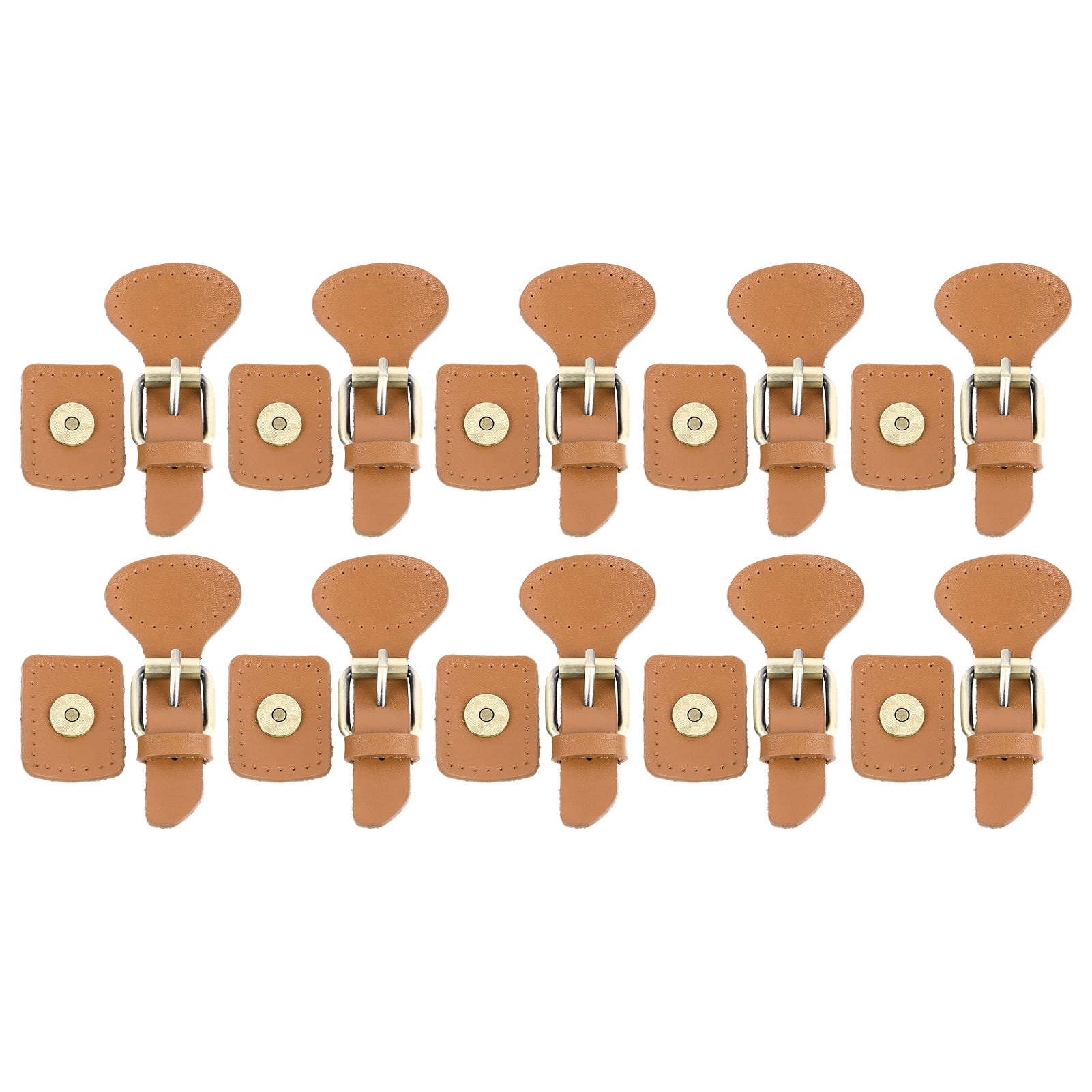 10 Pack Leather Sew-On Toggle Closures - Snap Buckles for Coat, Jacket ...