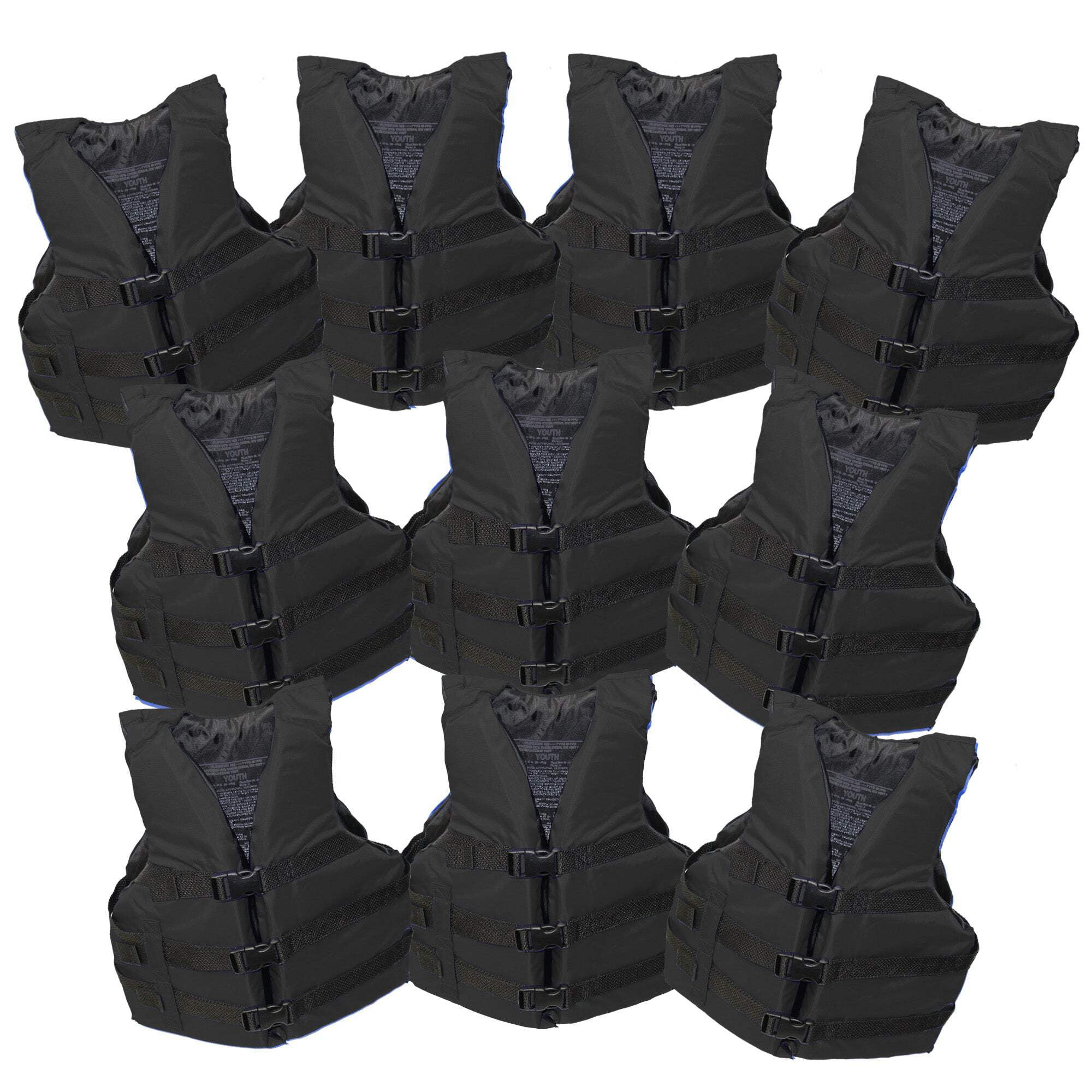 10 Pack Life Jacket Paddle Vest Coast Guard Approved Type Iii Pfd Life