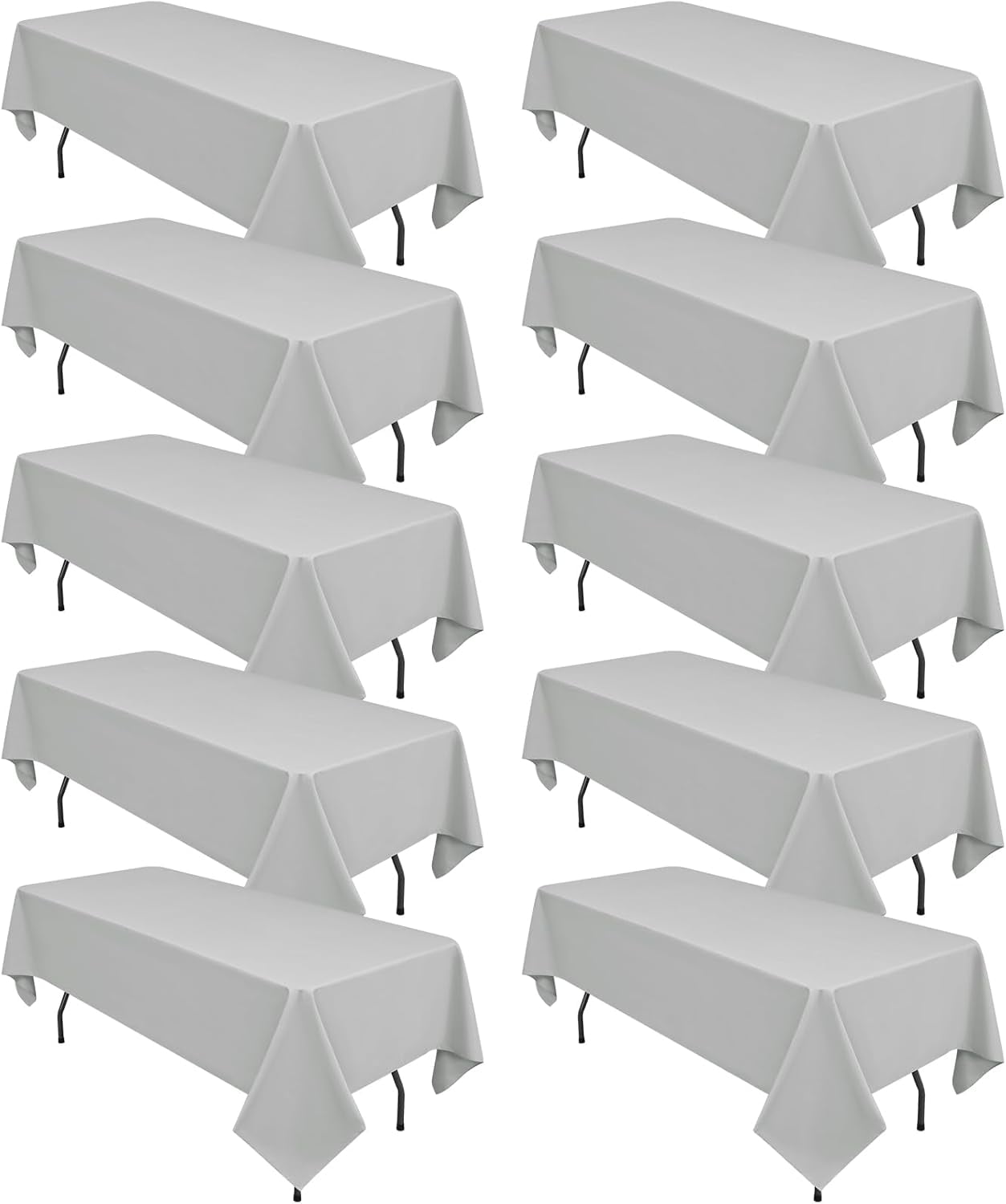 10 Pack Light Grey Tablecloths for 8ft Rectangle Tables 60 x 126 Inch ...