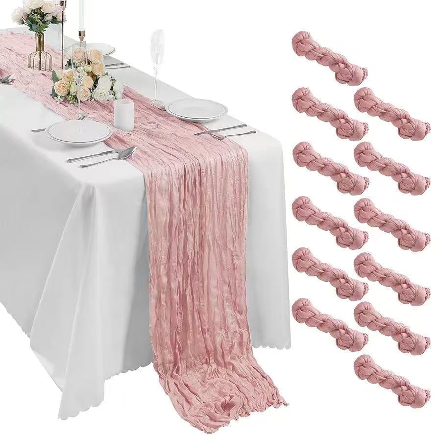 10 Pack Light Pink Cheesecloth Table Runner 10FT Boho Gauze Fabric ...