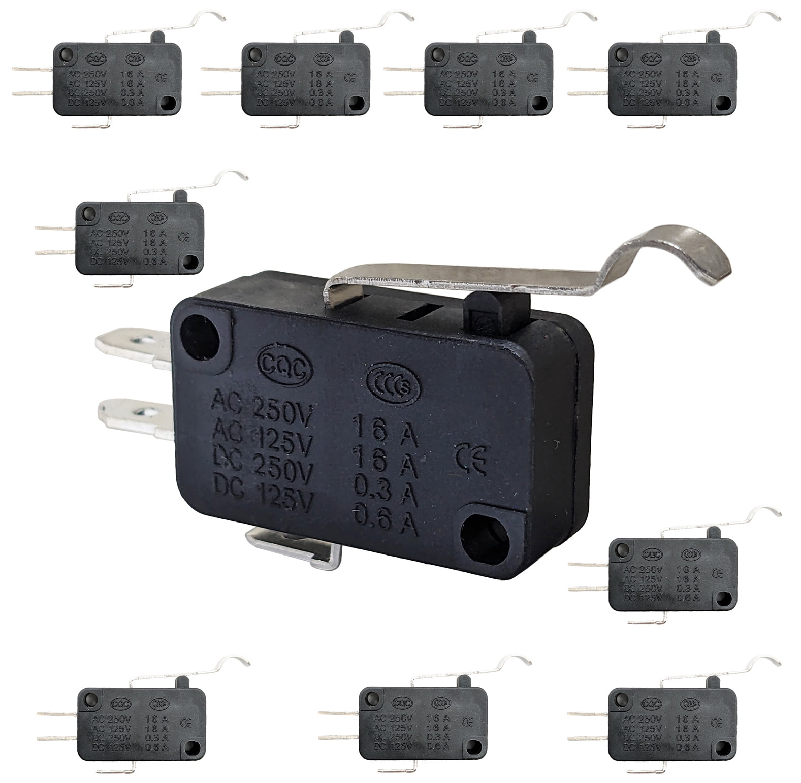 10 Pack Limit/Snap Mini Switches, SPDT, 5A @ 250V AC, Solder Lug ...