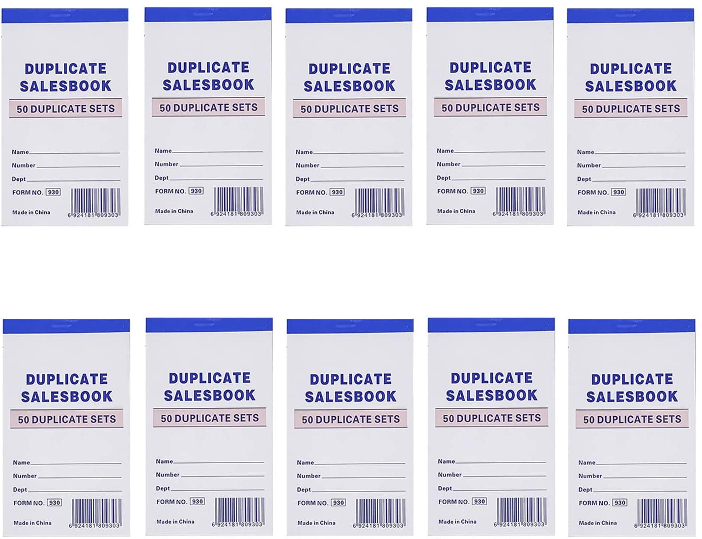 10 Pack Lot Sales Book Order Receipt Invoice Carbonless Copy 50 Sets 3. ...