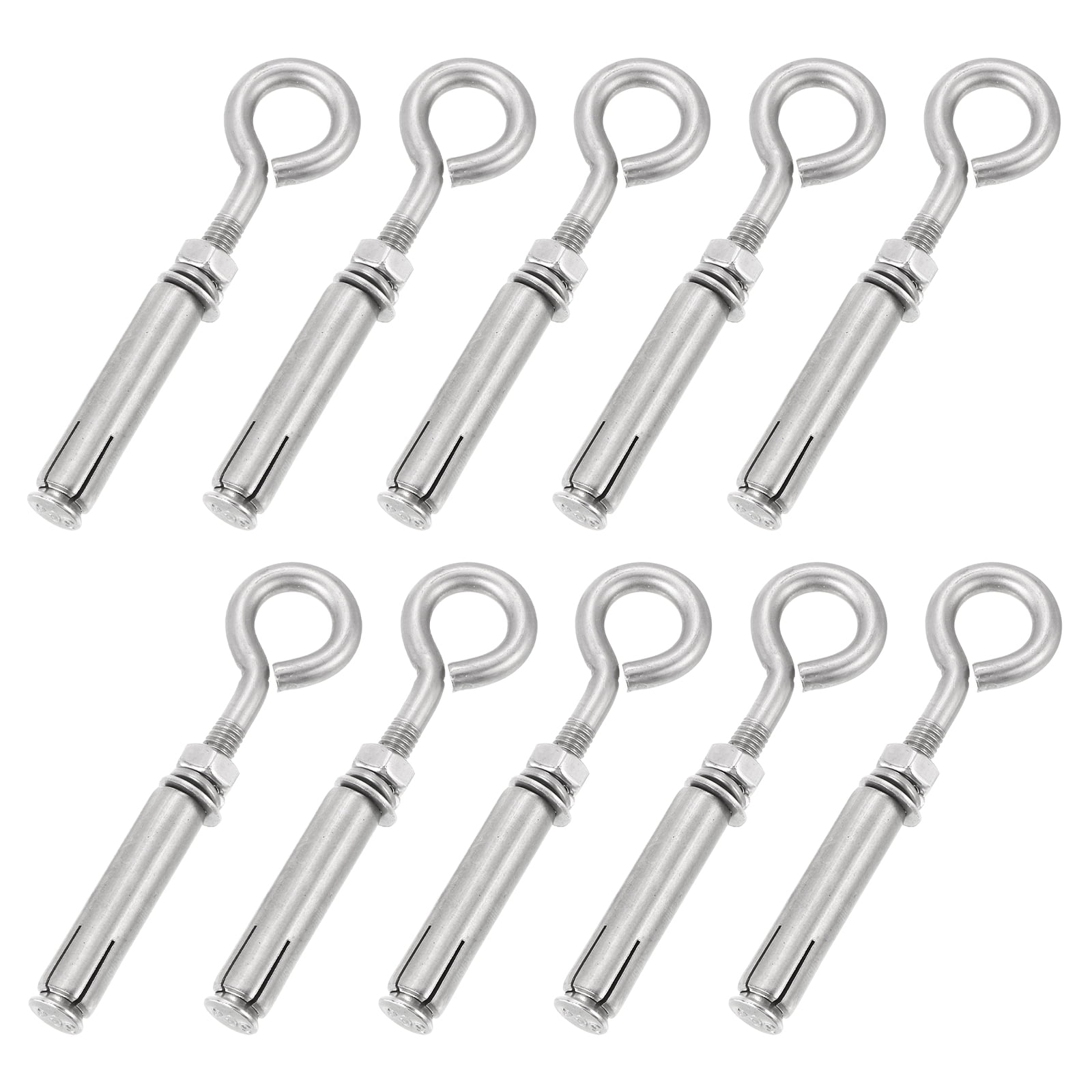 10 Pack M6 304 Stainless Steel Expansion Eyebolt, Closed Hook Expansion Bolt Screw Concrete ...