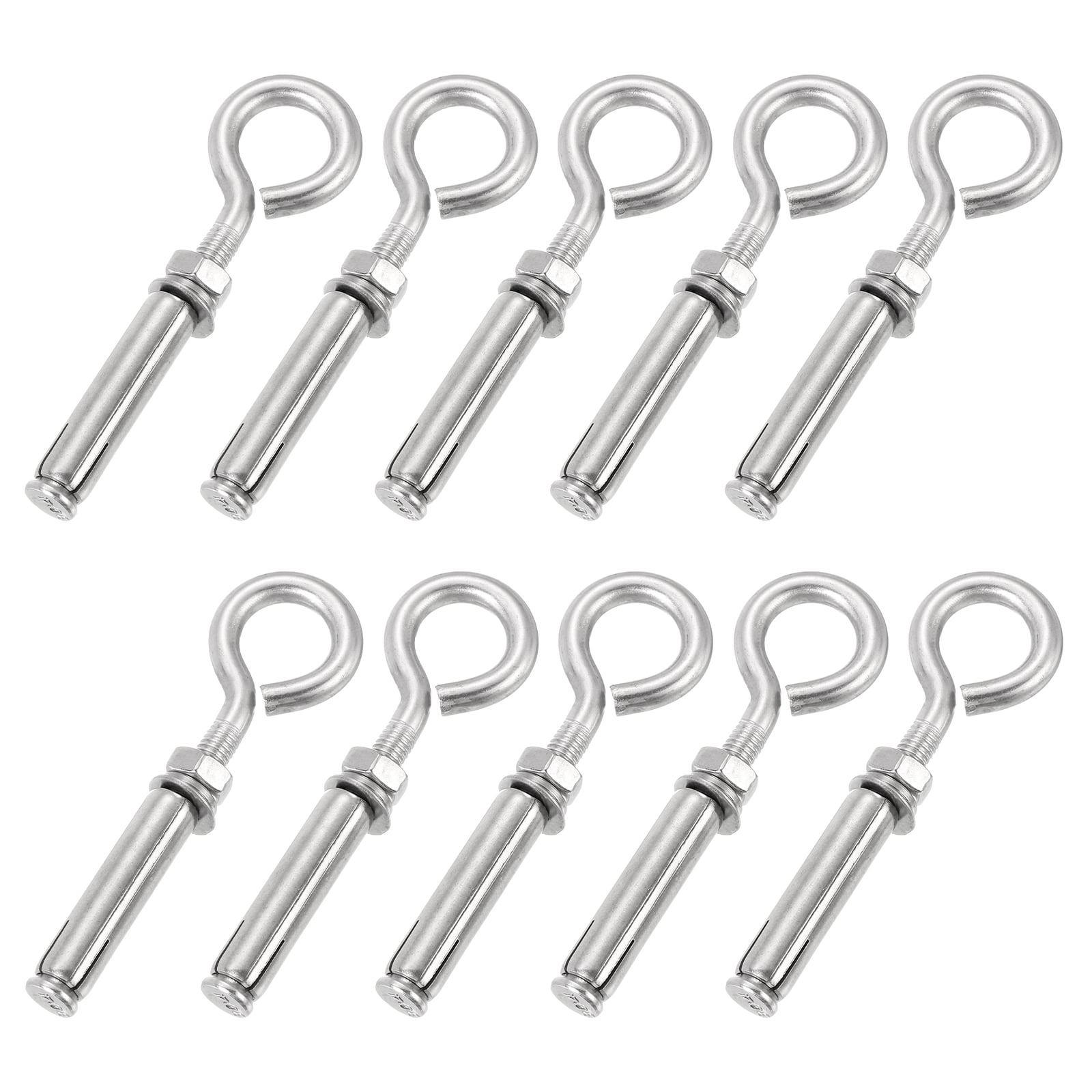 10 Pack M8 304 Stainless Steel Expansion Eyebolt, Closed Hook Expansion ...