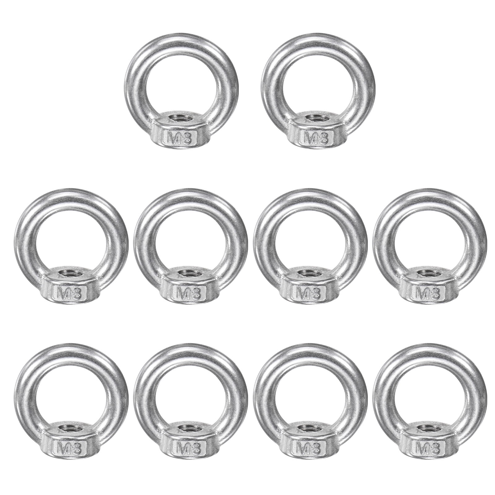 10-Pack M8 Lifting Eye Nut, 304 Stainless Steel Metric Ring Shape ...