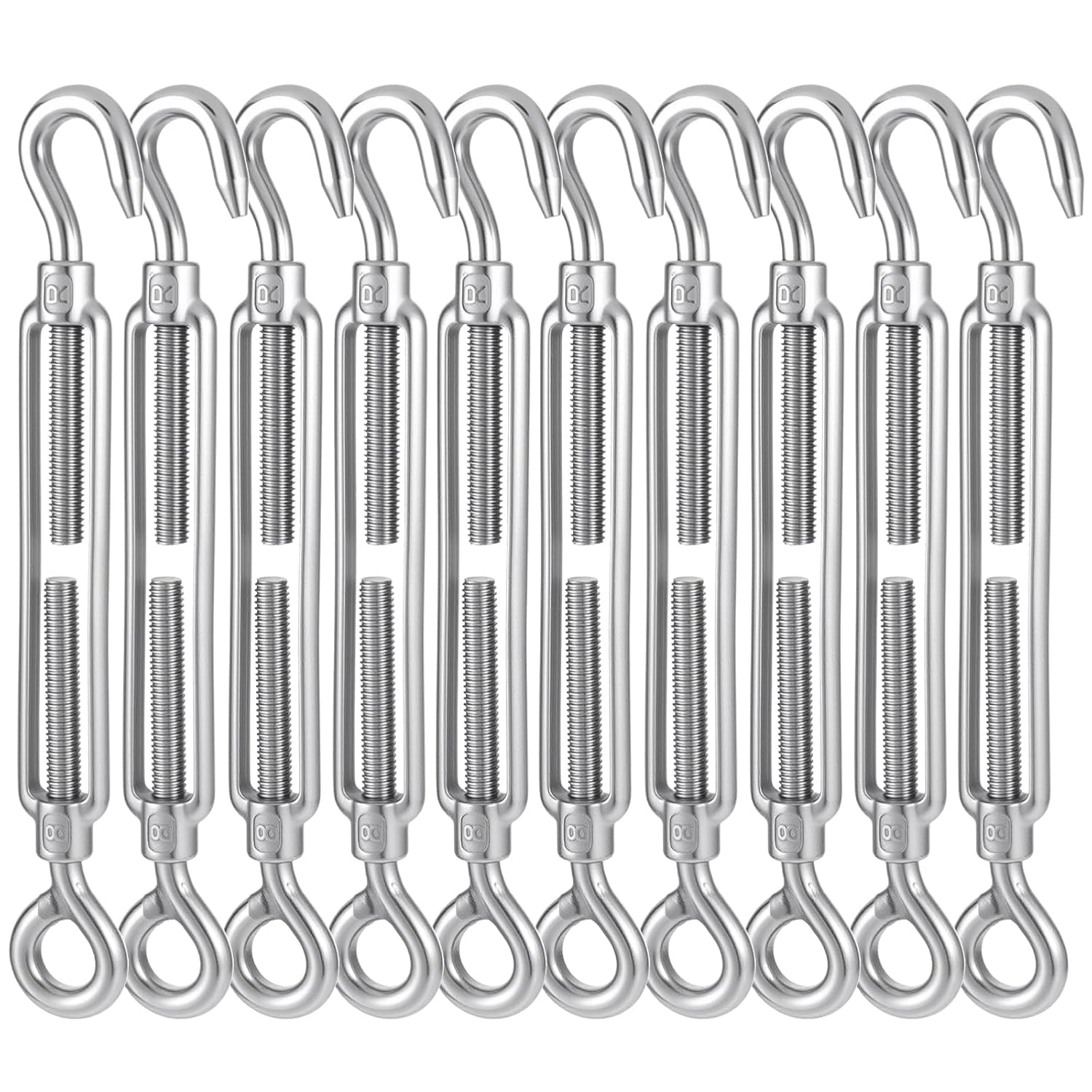10 Pack M8 Turnbuckle Hook and Eye, 304 Stainless Steel Heavy Duty ...