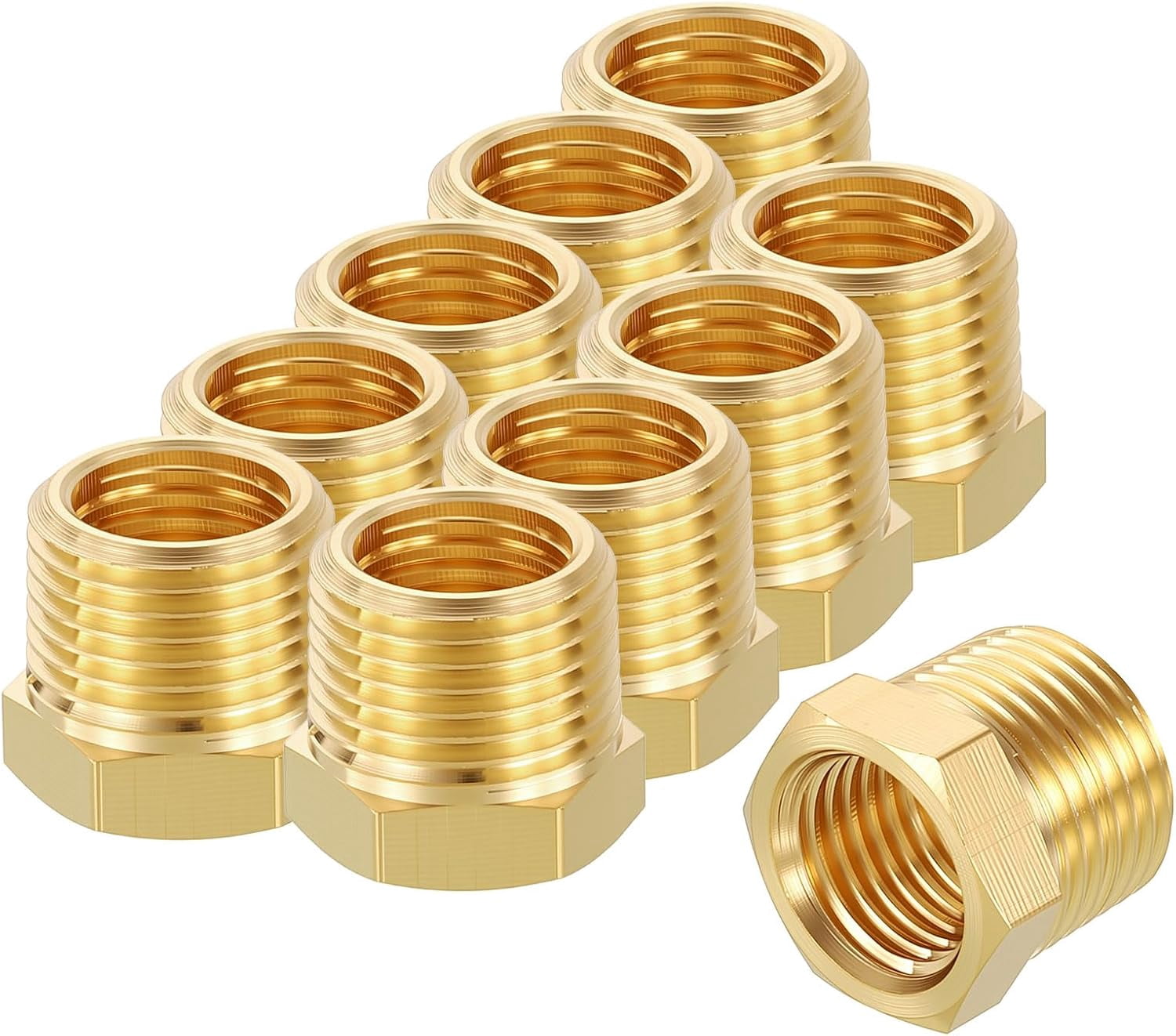 10 Pack Male to FeMale Adapter, 3/8" NTP x 1/4" Female Brass Hex ...