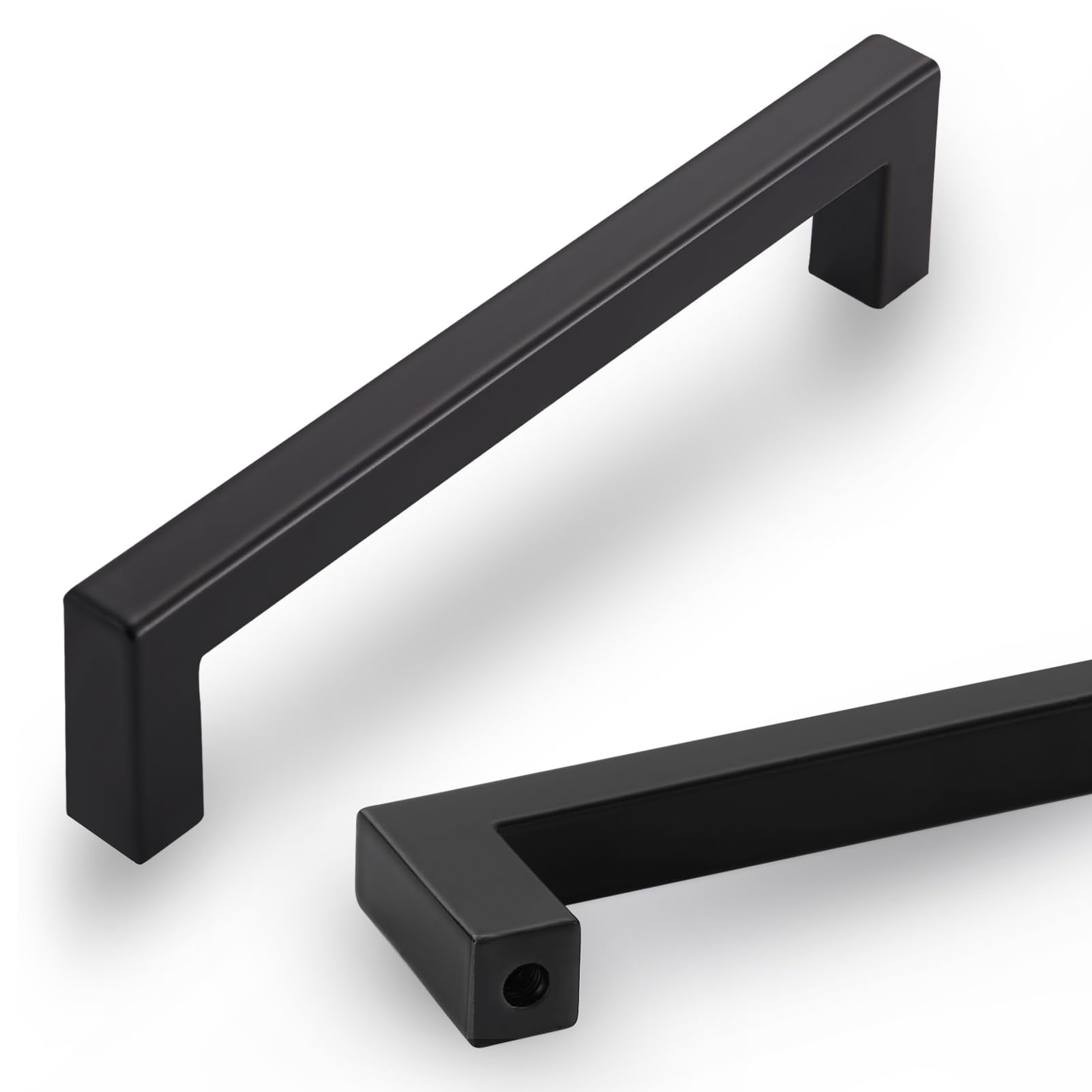 10 Pack Matte Black Cabinet Handles – 5 Inch Center to Center, Solid ...