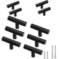 10 Pack Matte Black Cabinet Knobs Round Bar Dresser Handles, 2 Inch ...