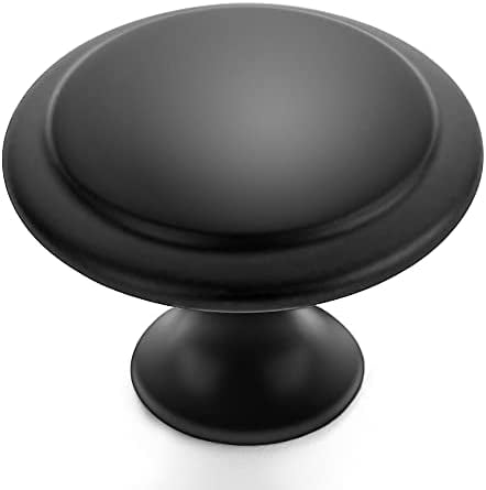 10 Pack Matte Black Kitchen Cabinet Knobs 1-1/4 Inch Round Drawer Pulls ...