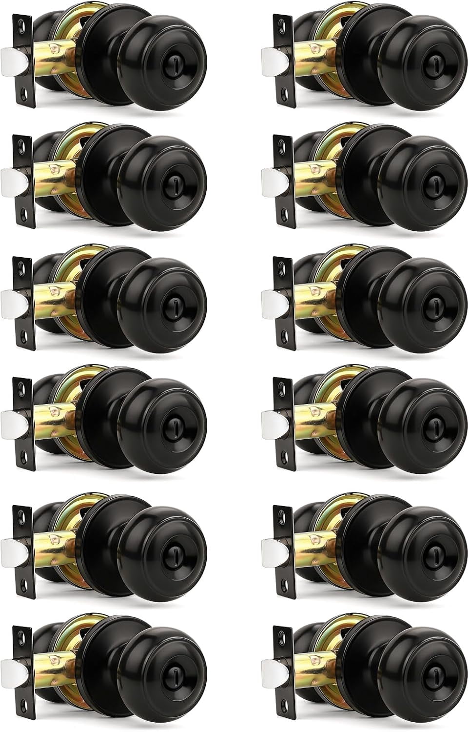 10 Pack Matte Black Privacy Door Knobs Interior, Classic Round Shape ...