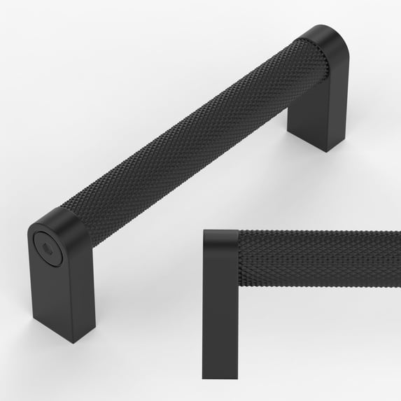 10 Pack Matte Black knurled Cabinet Pulls 5 Inch Hole Centers Kitchen ...