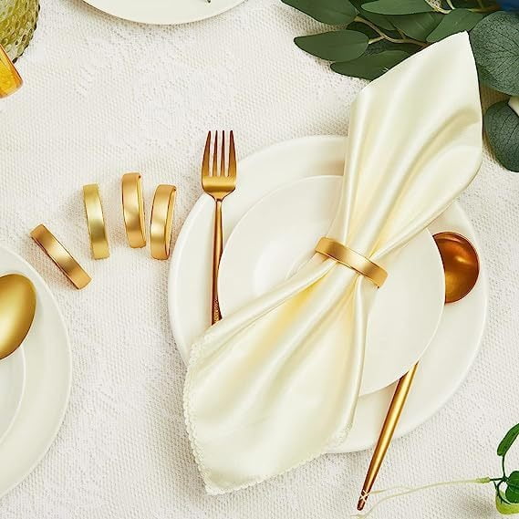 10 Pack Matte Gold Napkin Rings, Stainless Steel Semicircle Napkin ...