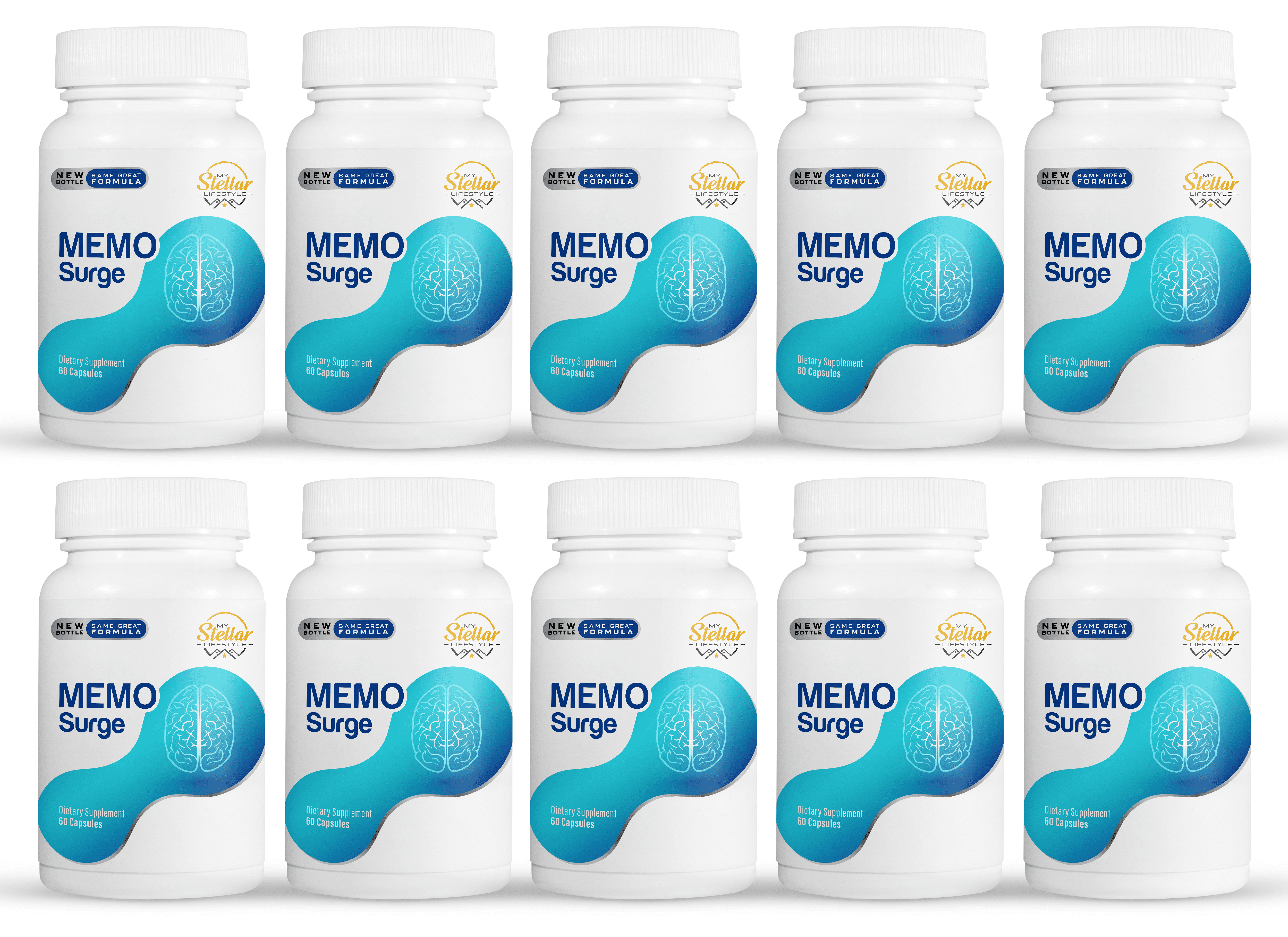 10 Pack Memo Surge - Focus & Memory Support - 60 Capsules x10 - Walmart.com