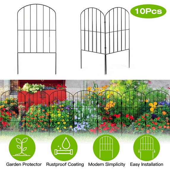 10-Pack Metal Garden Border Fence (12.59”Wx23.93”H): Rustproof, 10.5ft ...