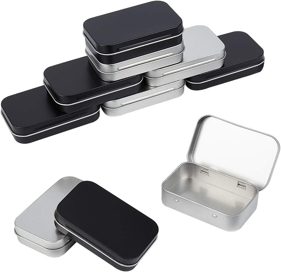 10 Pack Metal Small Box Rectangular Empty Hinged Tins Box Containers 3. ...