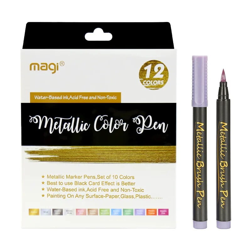 10 Pack Metallic Markers - Metallic Markers for Calligraphy Brush ...