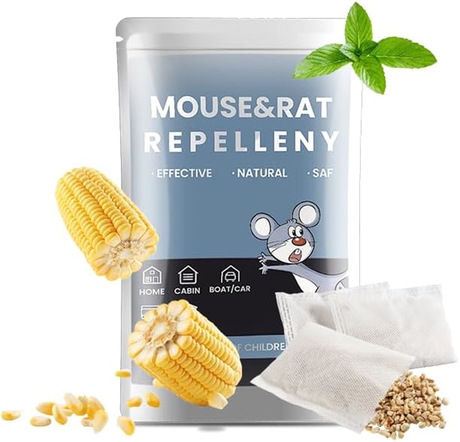 10 Pack Mice Repellent Pouches,Harmless Peppermint Essential Oil Mouse ...