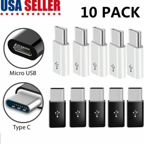10 Pack Micro USB to Type C Adapter Converter Micro-B to USB-C ...