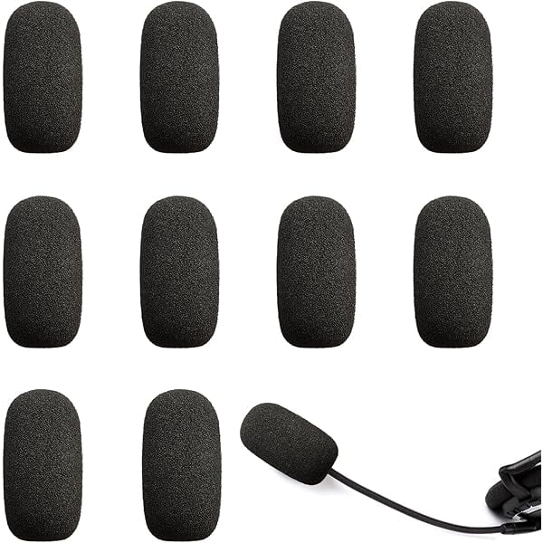 10-Pack Mini Foam Windscreens for Headset Microphones - High-Density ...